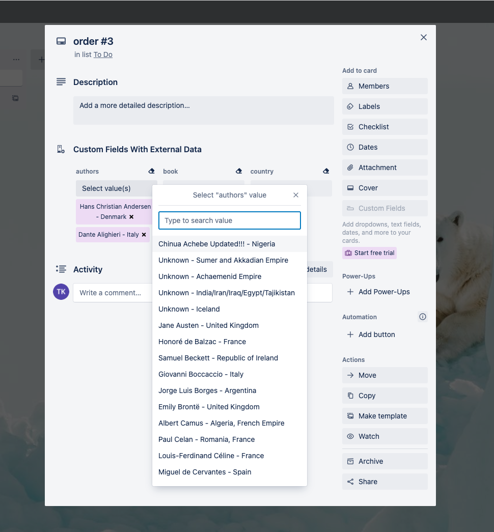Custom Fields With External Data Power-Up | Trello
